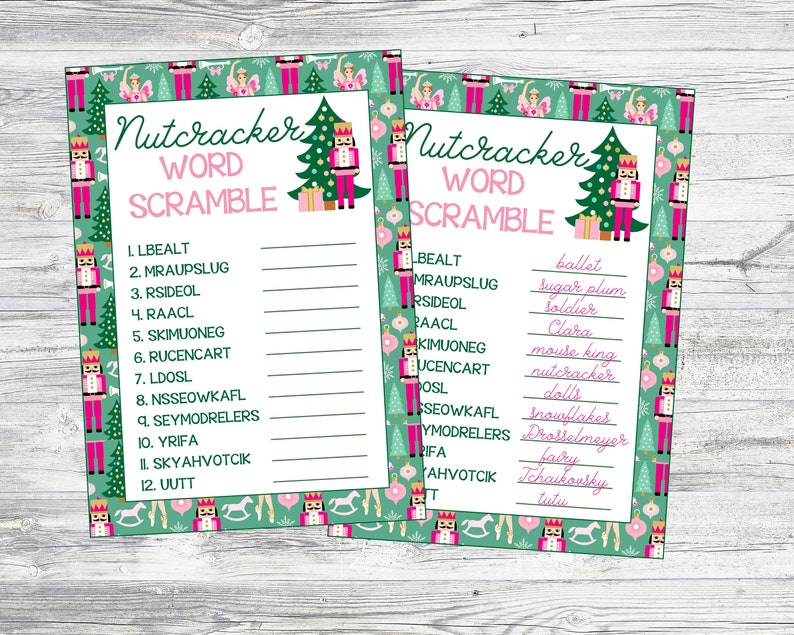 Nutcracker Word Scramble. Printable Nutcracker Game. Instant Digital ...