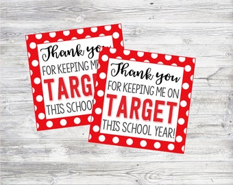 Thank You for Keeping Me on Target 3x2 Gift Tag Red and Black Bullseye ...