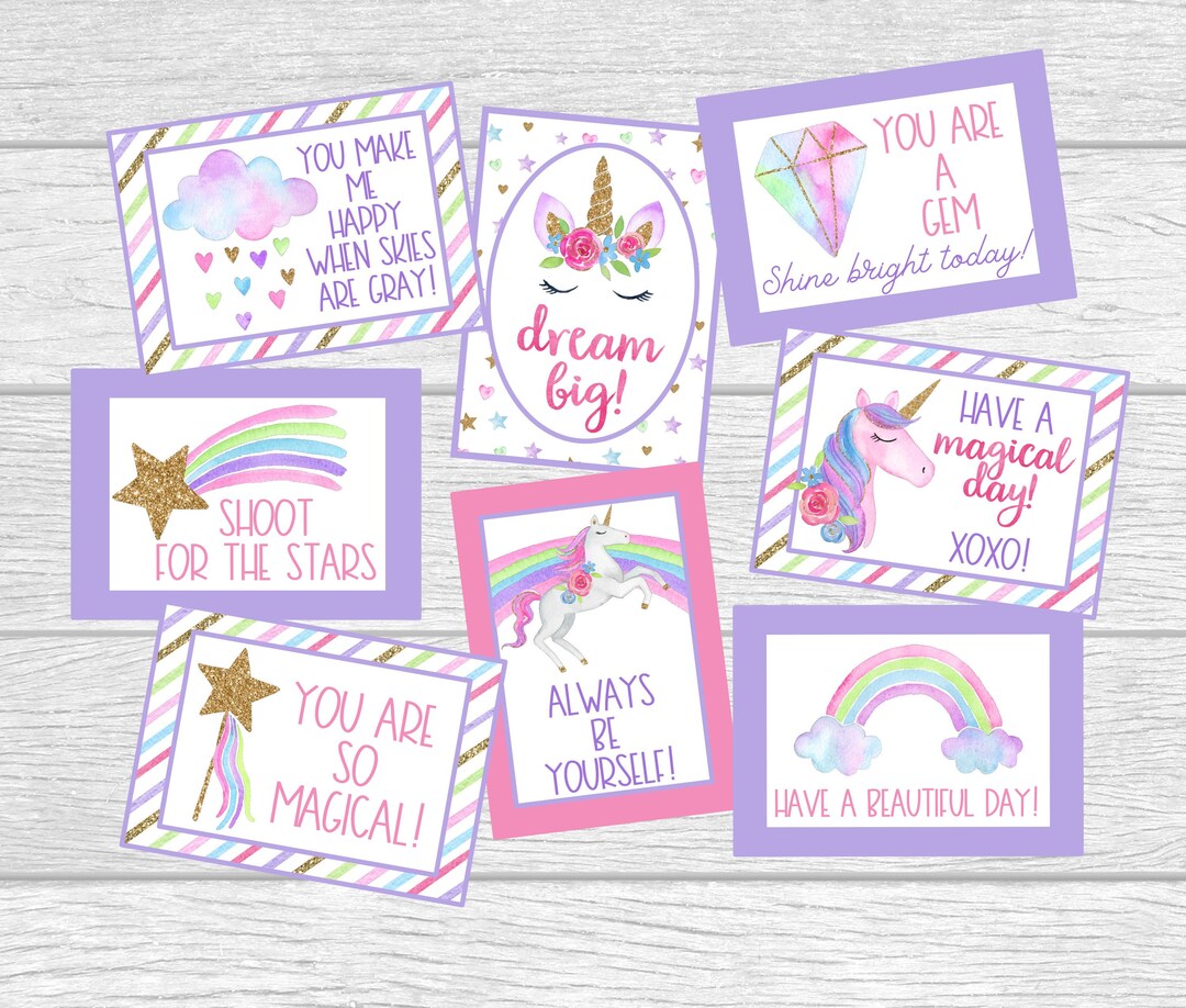 Unicorn Lunch Box Notes. Printable School Lunch Nox Notes. Instant ...