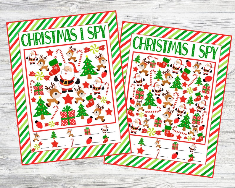 Christmas I Spy Printable Games. 5 Different Sheets Easier to Harder ...