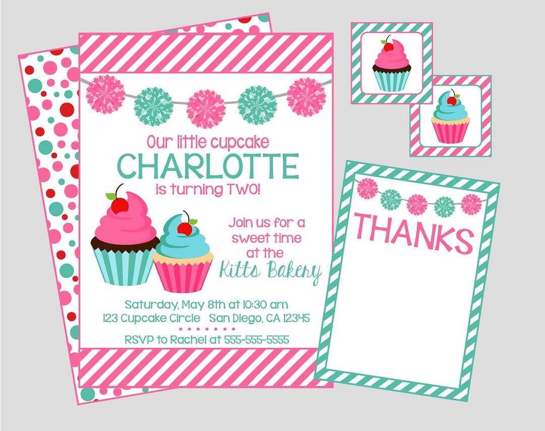 Little Cupcake Birthday Party Invitation Oh so Sweet Cupcake Birthday ...