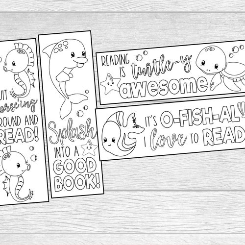 PRINTABLE Sea Animal Bookmarks. Print & Color Your Own - Etsy
