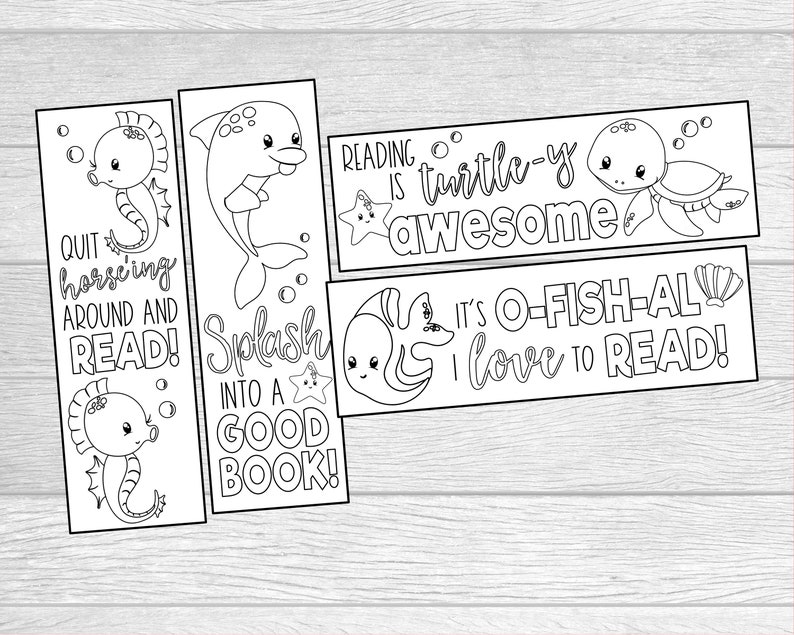 PRINTABLE Sea Animal Bookmarks. Print & Color Your Own Bookmark Instant ...