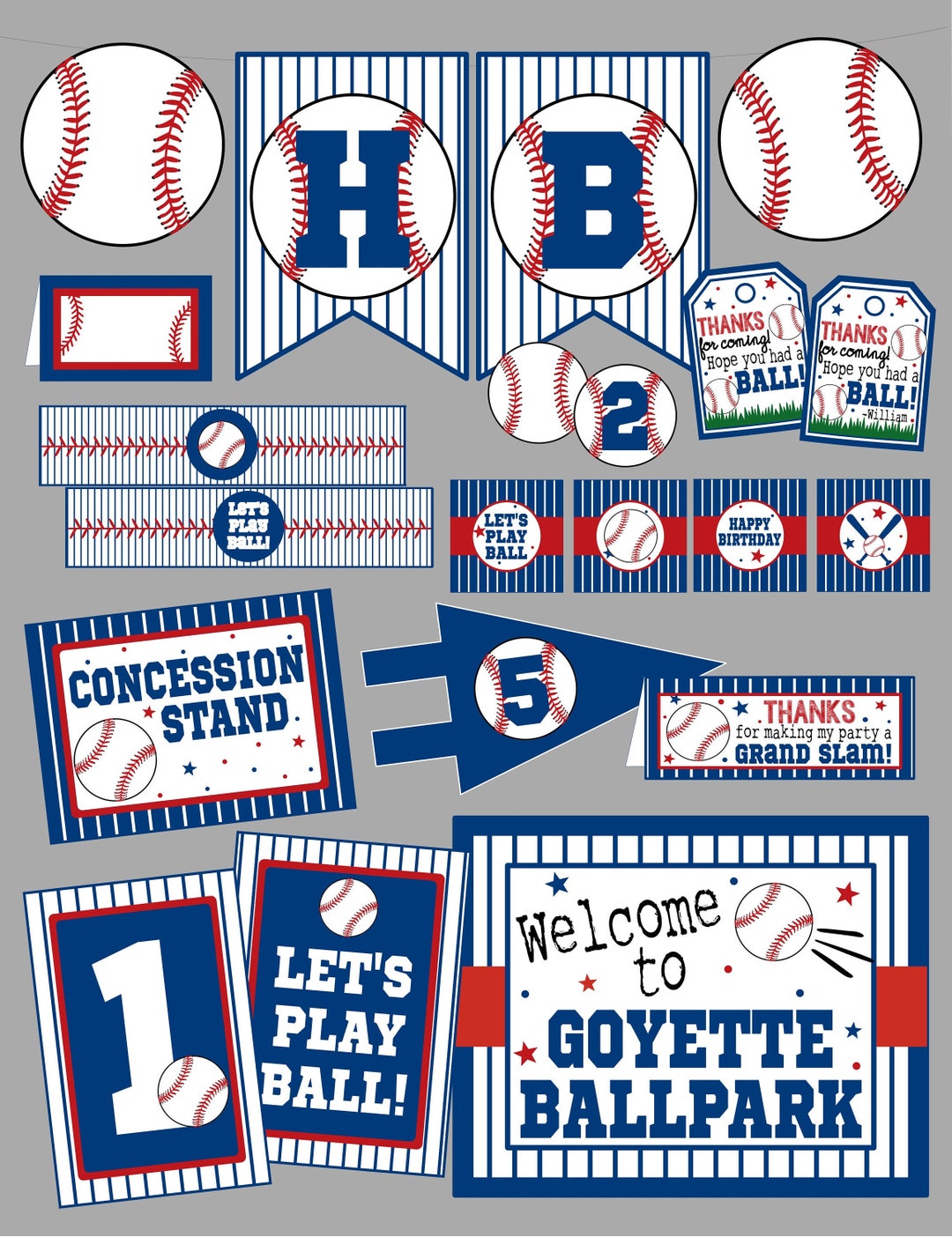 Baseball Birthday Party Package. Instant Digital Download. Printable ...