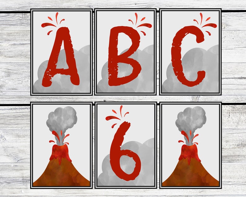 Volcano Birthday Party Banner. Printable Volcano for Birthday, Science ...