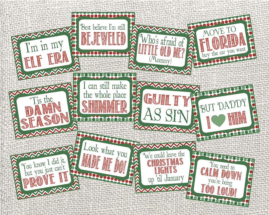Printable Elf Era Cards. Bundle of Elf Cards With Lyrics for Your Tween ...