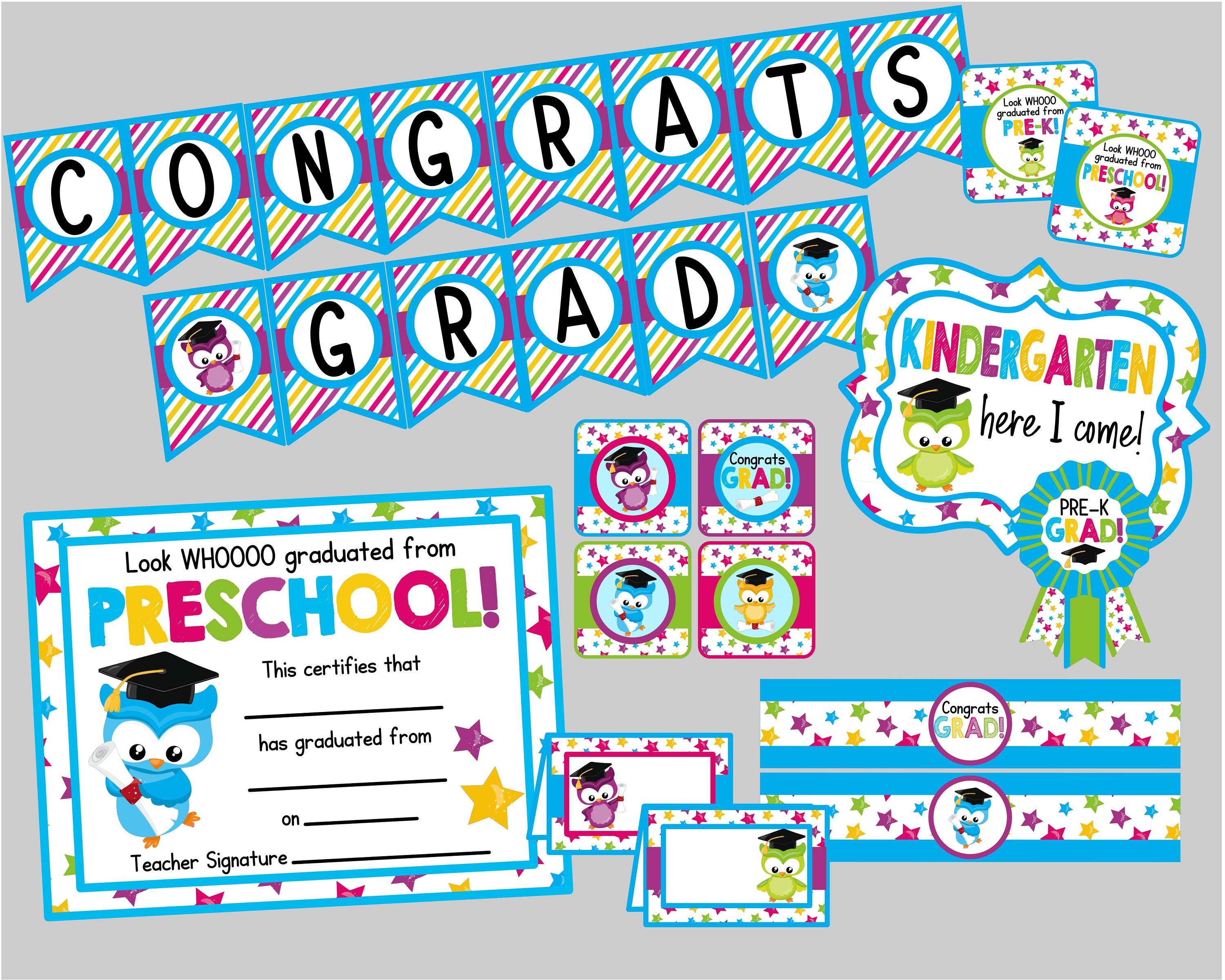 Preschool Pre-k & Kindergarten Owl Graduation Party | Etsy