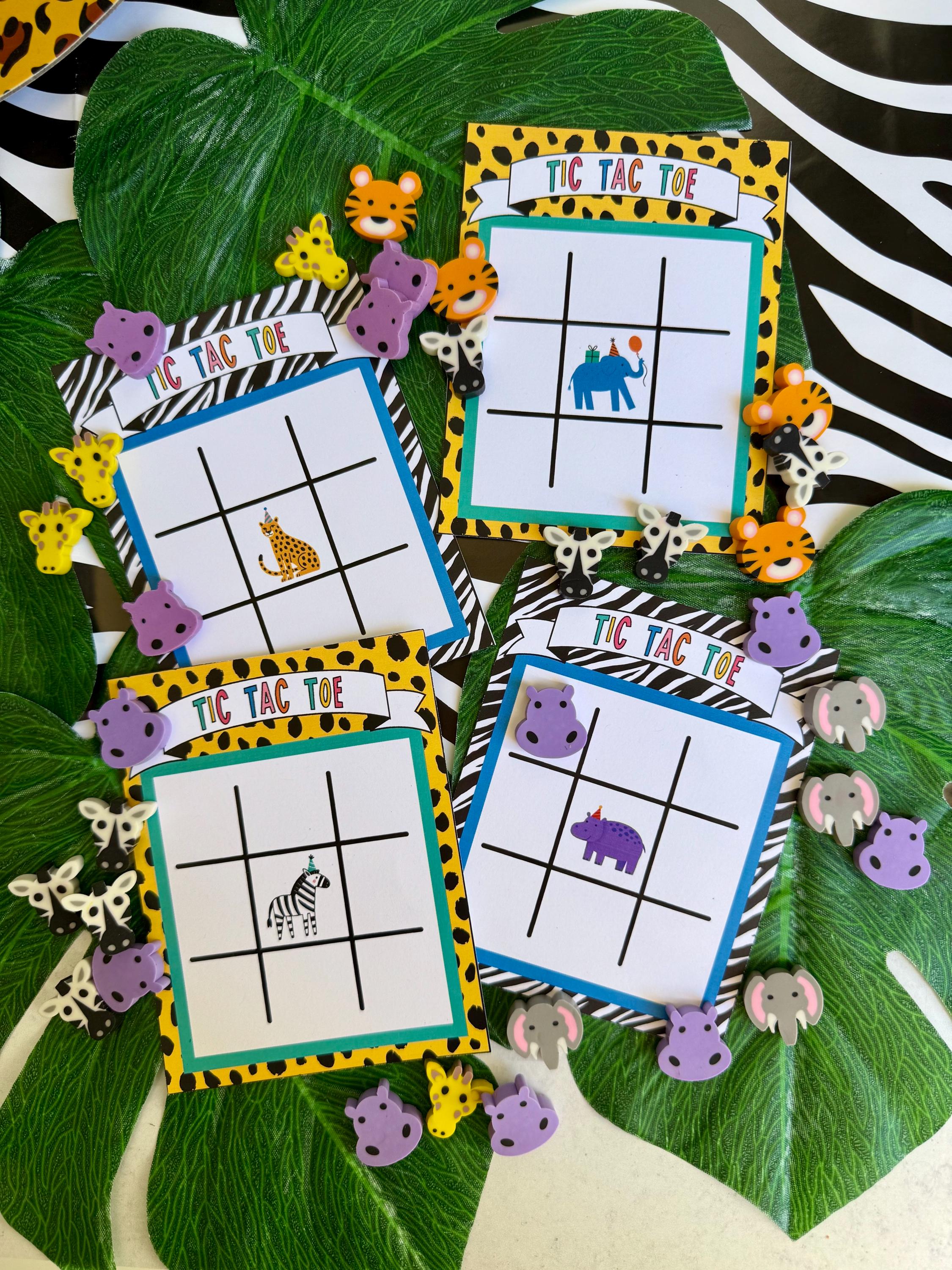 Printable Party Animal Zoo Tic Tac Toe Game. Safari Zoo Party Favor ...