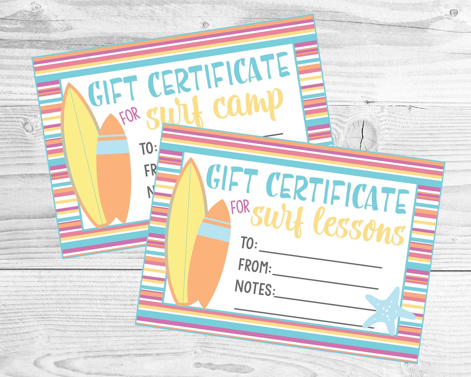 Printable Gift Certificate for Surf Lessons or Surf Camp. - Etsy