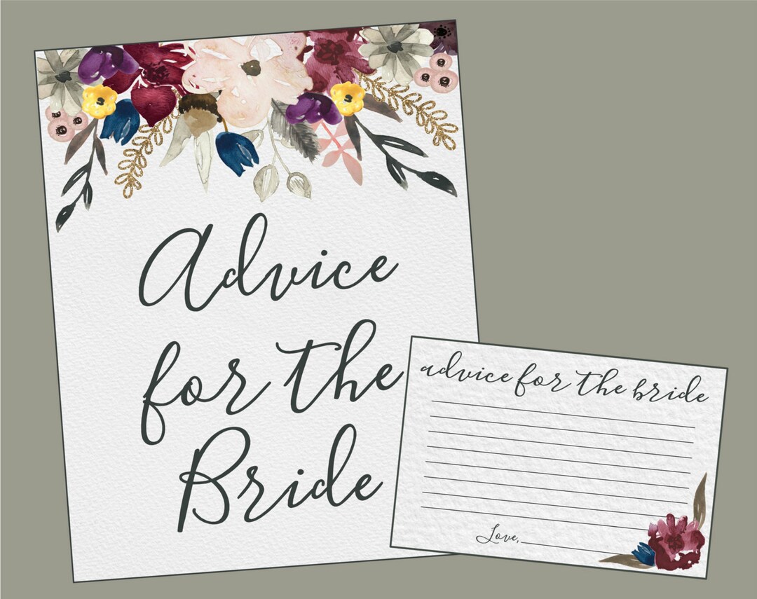 Advice for the Bride. Bridal Shower Game for Fall Baby Shower. Instant ...