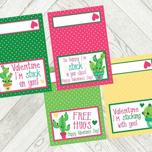 Cactus Valentine Cards & Bag Toppers. Stuck on You, Free Hugs, Sticking ...