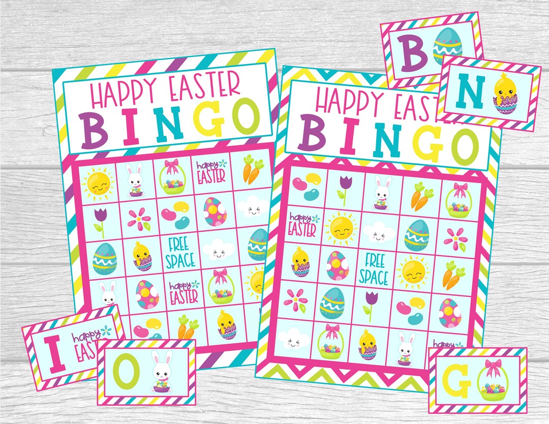 Printable Easter Bingo Game. 12 Game Card Easter & Spring Bingo Game ...