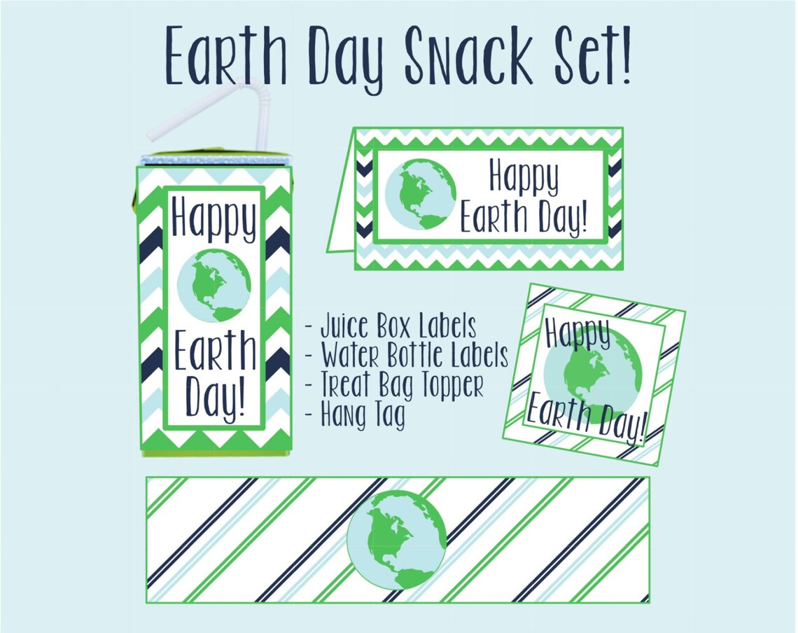 Earth Day Snack Set Earth Day Party Treat Bag Topper Treat - Etsy