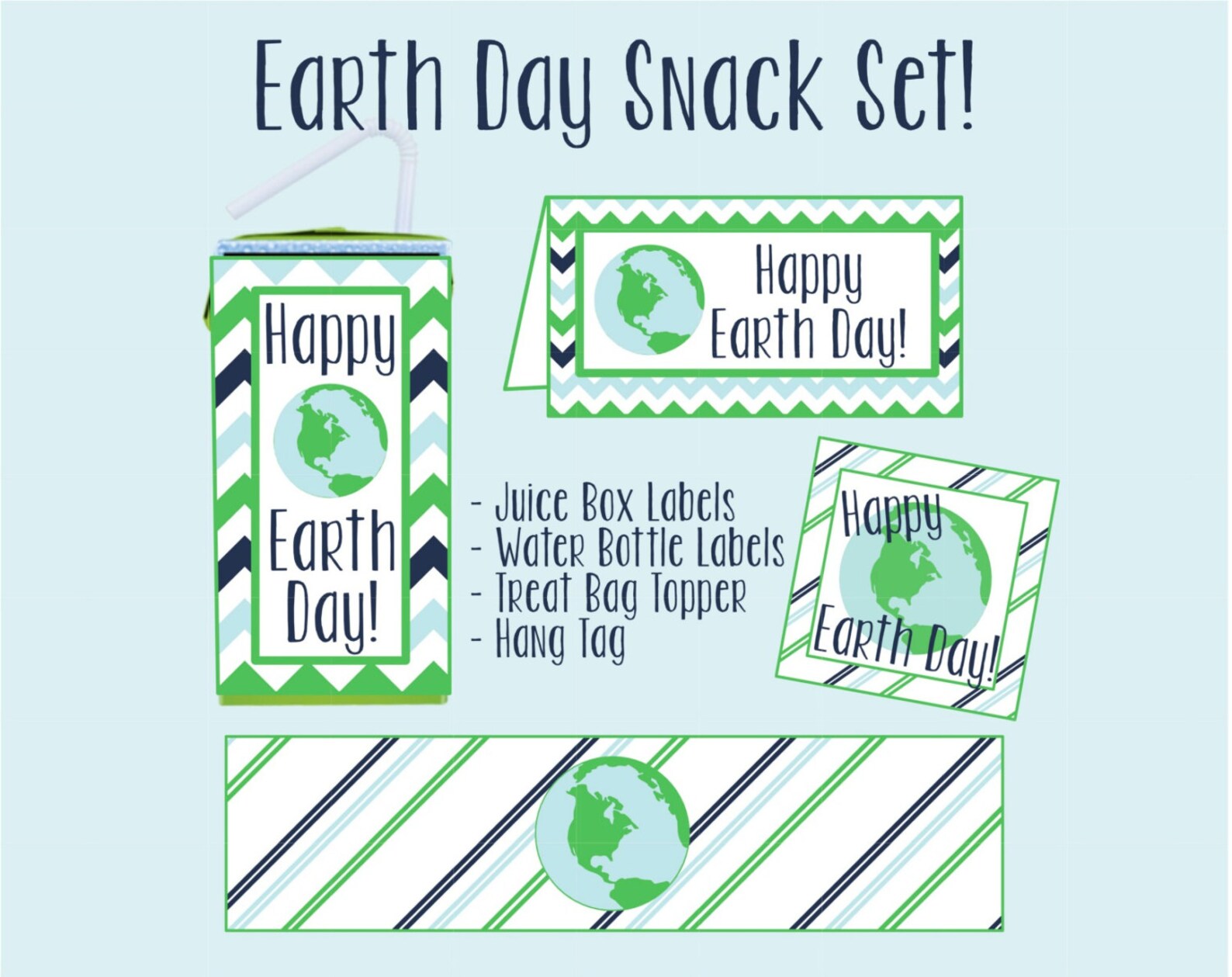 Earth Day Snack Set Earth Day Party Treat Bag Topper Treat - Etsy