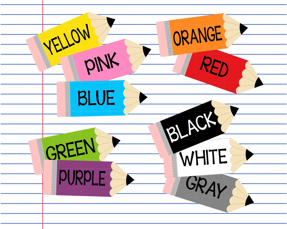 Color Flash Cards for Back to School. Pencil Shaped Color - Etsy
