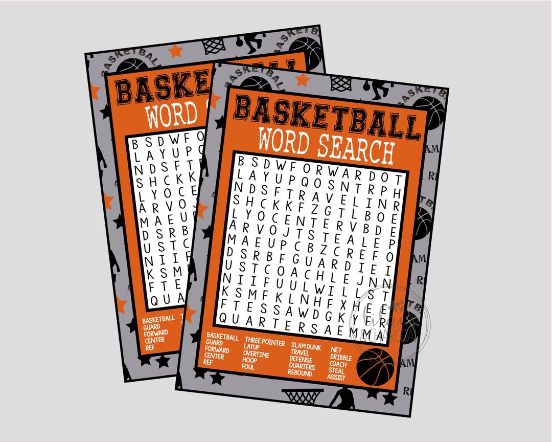 Basketball Word Search Game. Printable Word Search. Instant Digital ...
