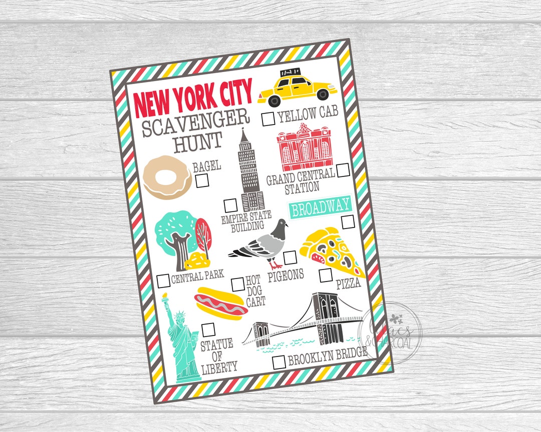 Printable New York City Scavenger Hunt. Travel & Sightseeing Activity ...
