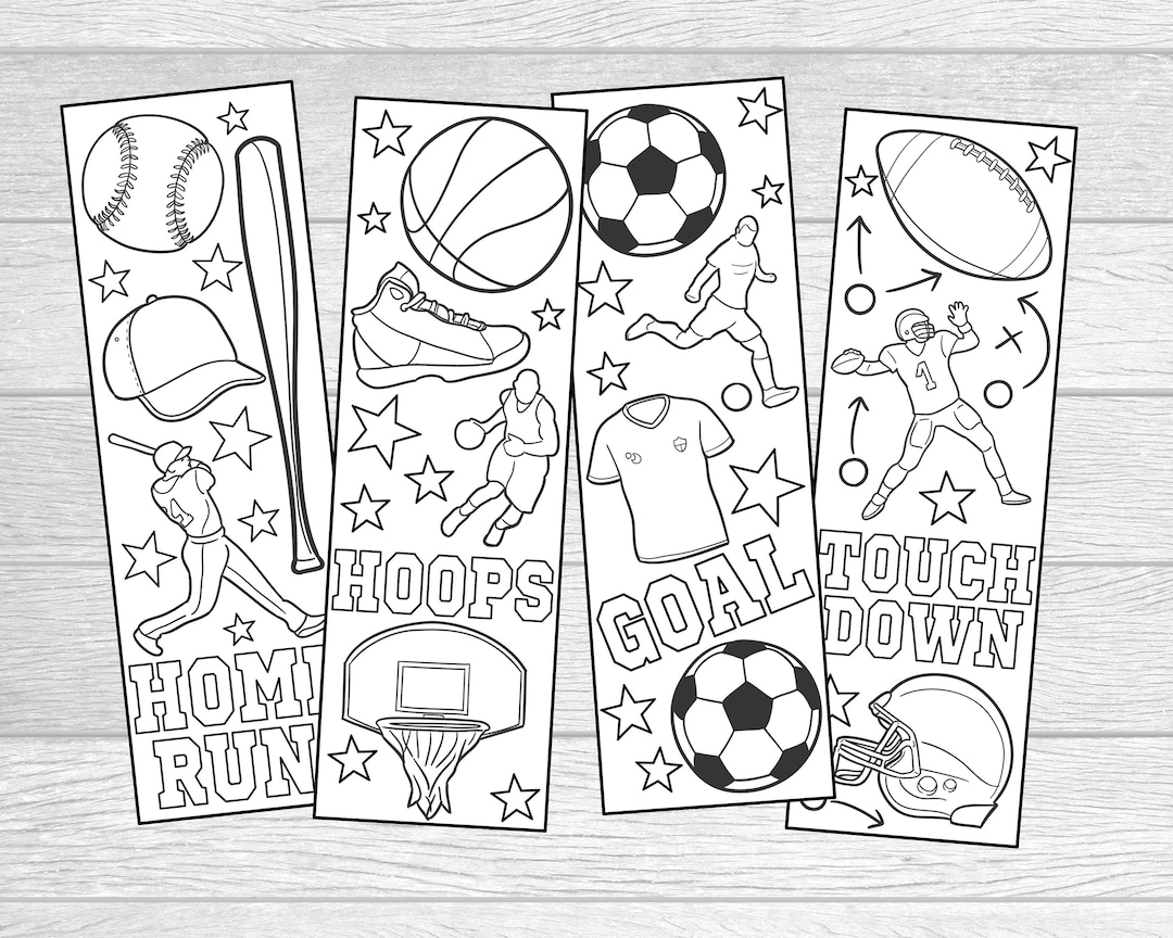 Printable Color Your Own Sports Bookmarks. Instant Digital Download. 4 ...