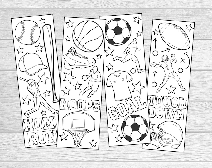 Printable Coloring Sports Bookmark | Kids Soccer Basketball Football ...