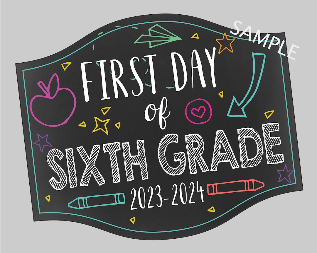 Sixth Grade First Day of School Doodle Sign. School Photo Prop - Etsy
