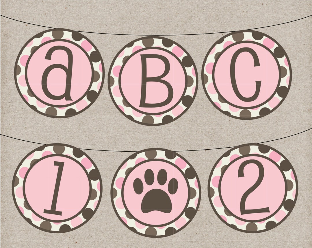 Full Alphabet Banner for Puppy Dog Party. Puppy Pawty Birthday Banner ...