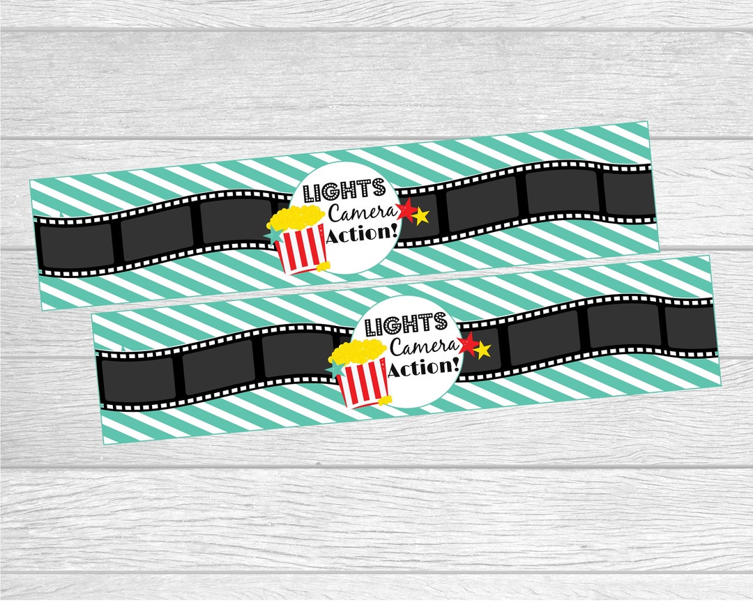 Movie Night Water Bottle Labels. Instant Digital Download. Printable ...