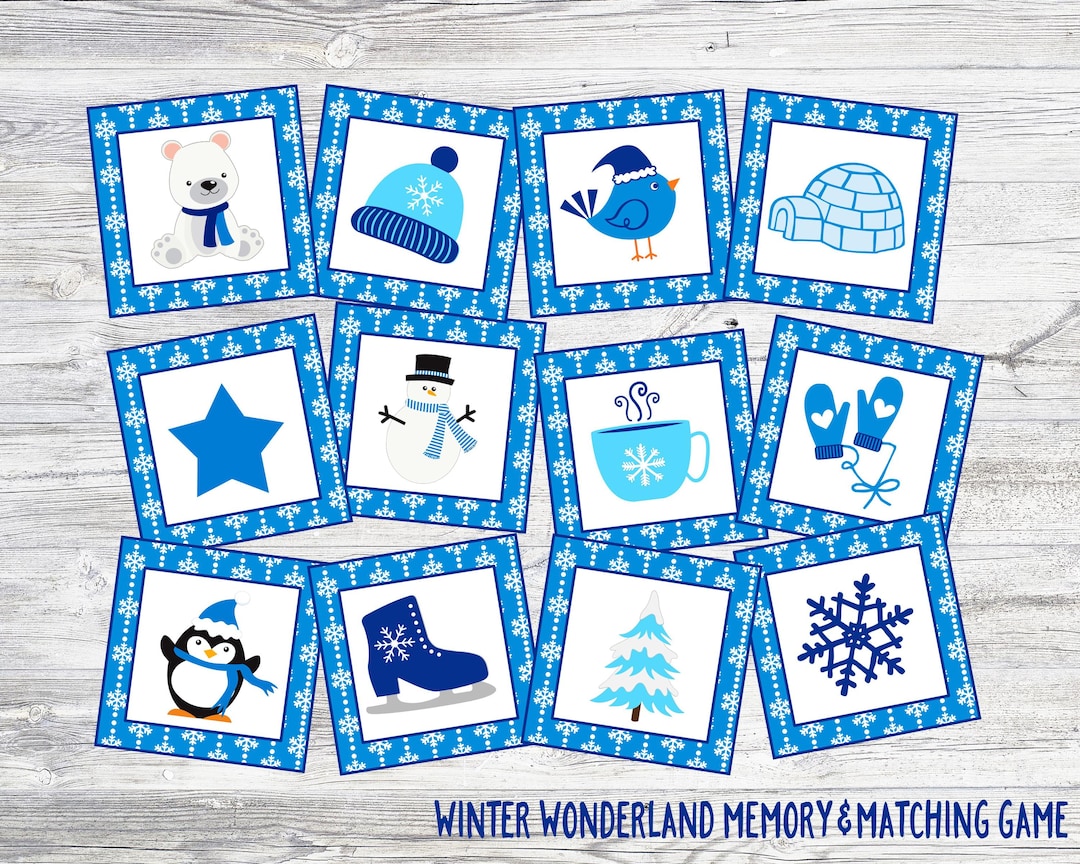 Printable Winter Wonderland Memory & Matching Game. Instant Digital ...