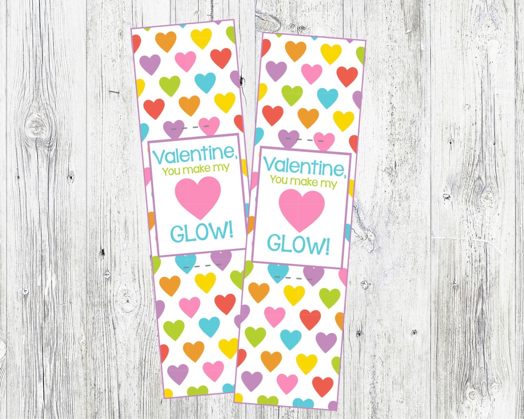 Valentine's Day Glow Bracelet Cards. Valentine, You Make My Heart Glow ...