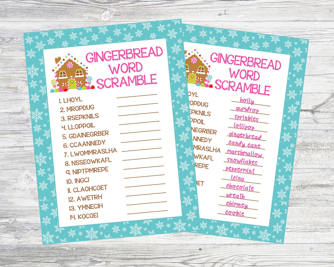 Gingerbread House Word Scramble. Christmas Party Games Printable ...