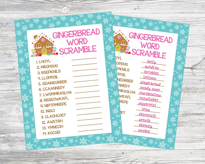 Gingerbread House Word Scramble. Christmas Party Games Printable ...