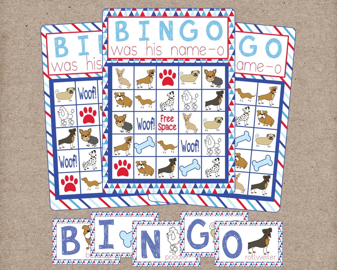 Dog Bingo Game Dog Doggy Puppy Bingo Perfect for Puppy - Etsy