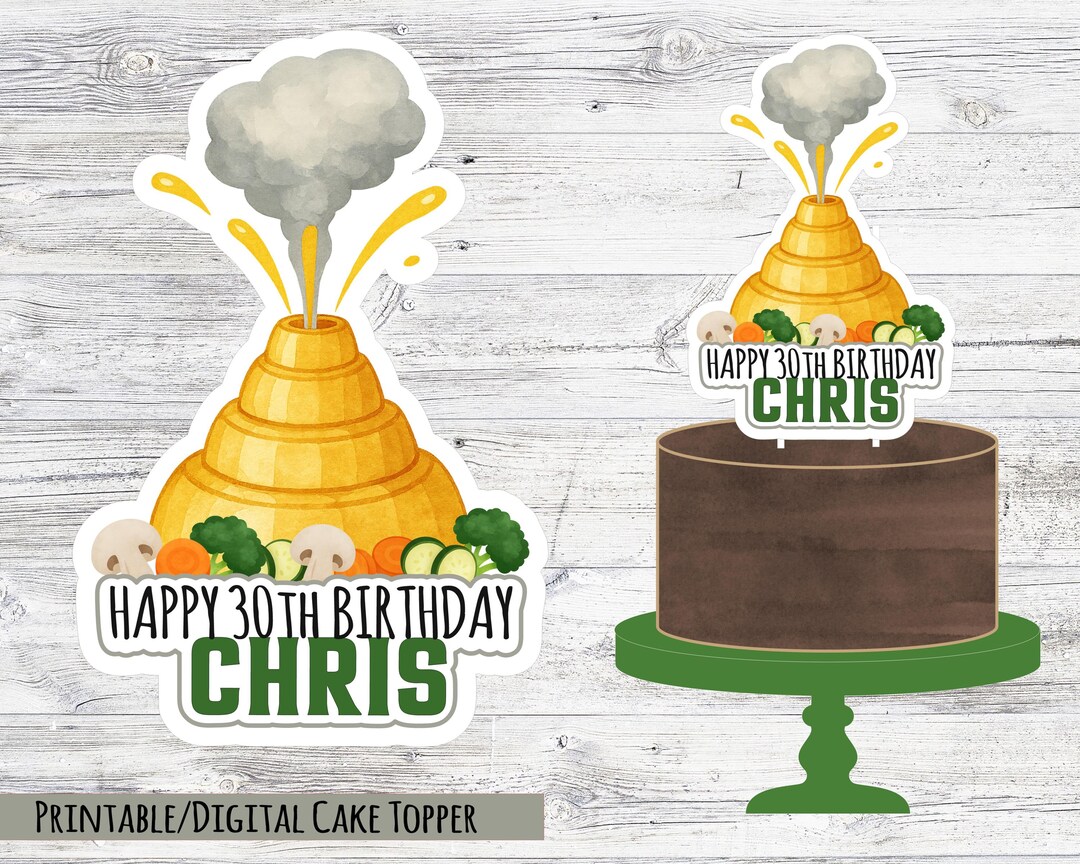 Printable Onion Volcano Party Cake Topper for Teppanyaki Birthday Party ...