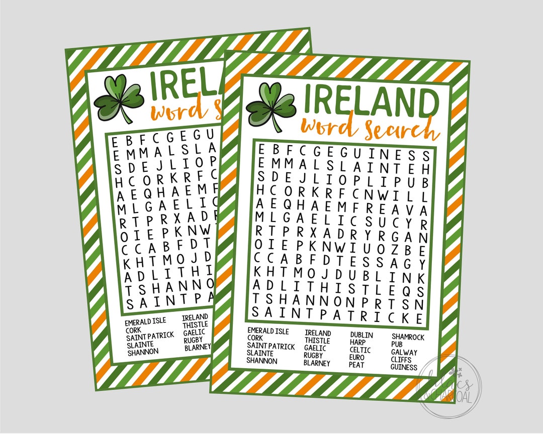 Printable Ireland Word Search. Word Search for Ireland Party, Travel ...