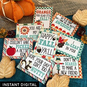 Printable Fall Lunch Box Notes. Set of 8 Fall Autumn Themed Notes ...