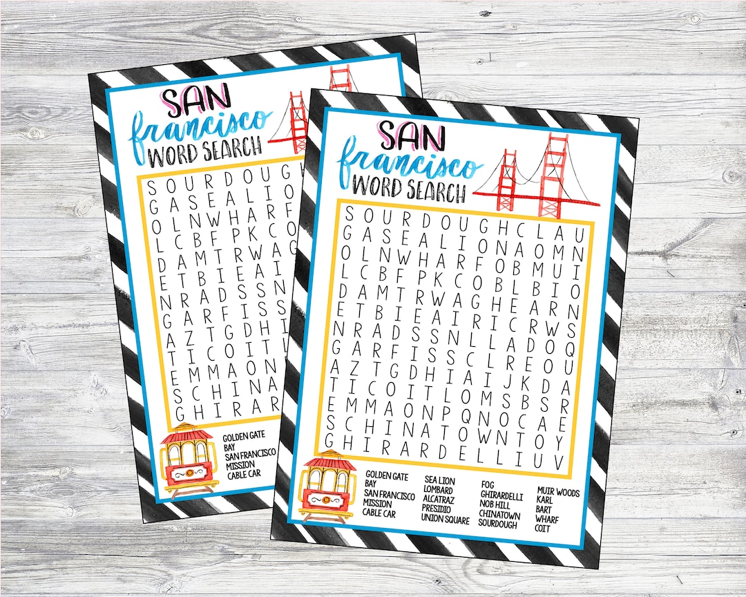 Printable San Francisco Word Search. Travel & Sightseeing Activity for ...
