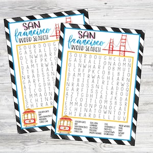 Printable San Francisco Word Search. Travel & Sightseeing Activity for ...