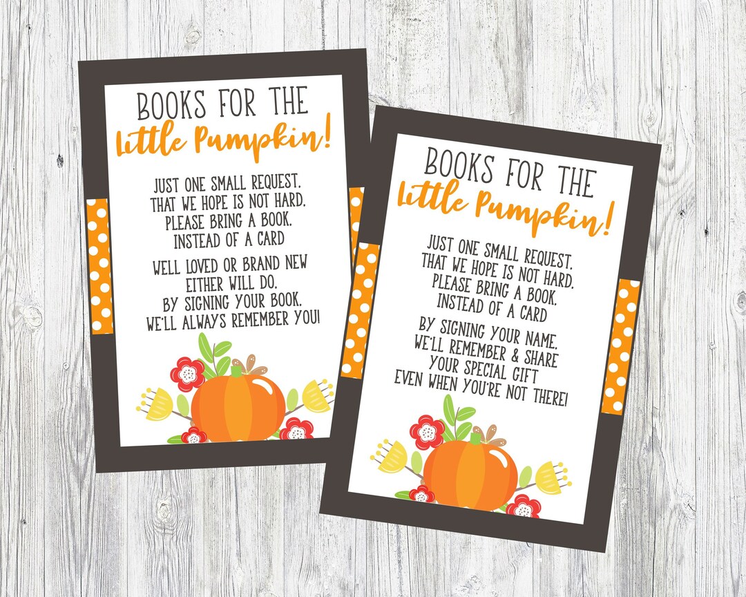 Books for the Little Pumpkin Cards for Little Pumpkin Baby Shower ...