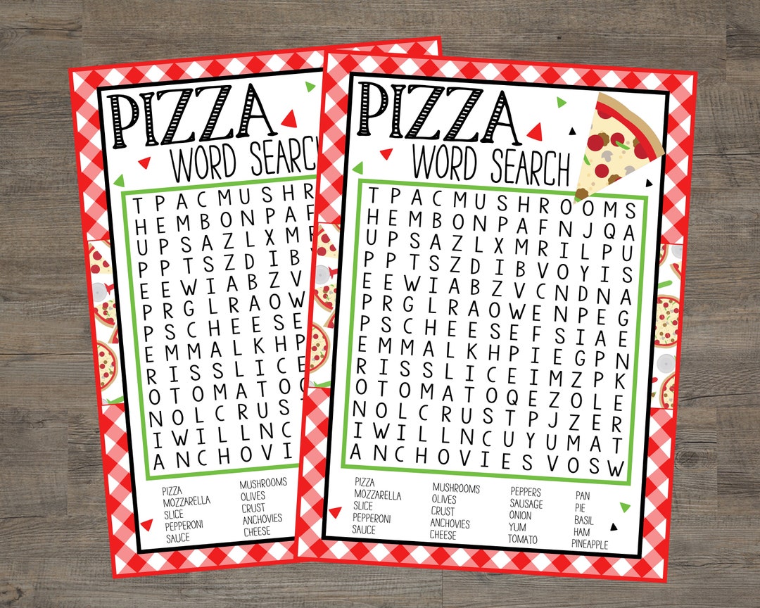 Pizza Party Word Search Game. Printable Word Search Game for Pizza ...
