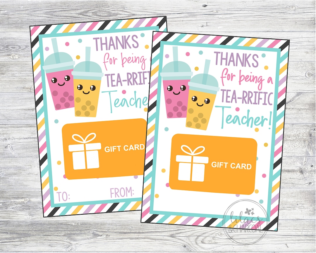 Printable Tea-rrific Teacher Boba Gift Card Holder. for Boba, Bubble ...