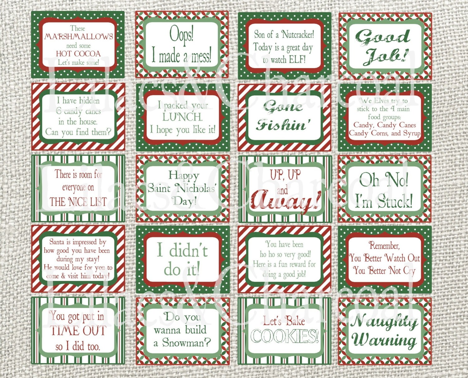 Christmas Elf Activity Cards Note Cards Mischief Cards. 32 - Etsy