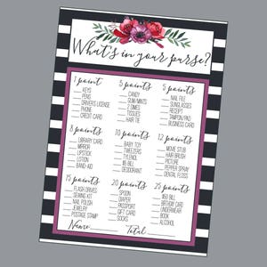 What's in Your Purse Game for Baby Shower or Bridal Shower. Instant ...