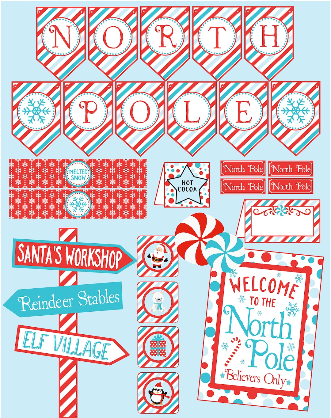 North Pole Party Decoration Package. Printable Party for Christmas ...