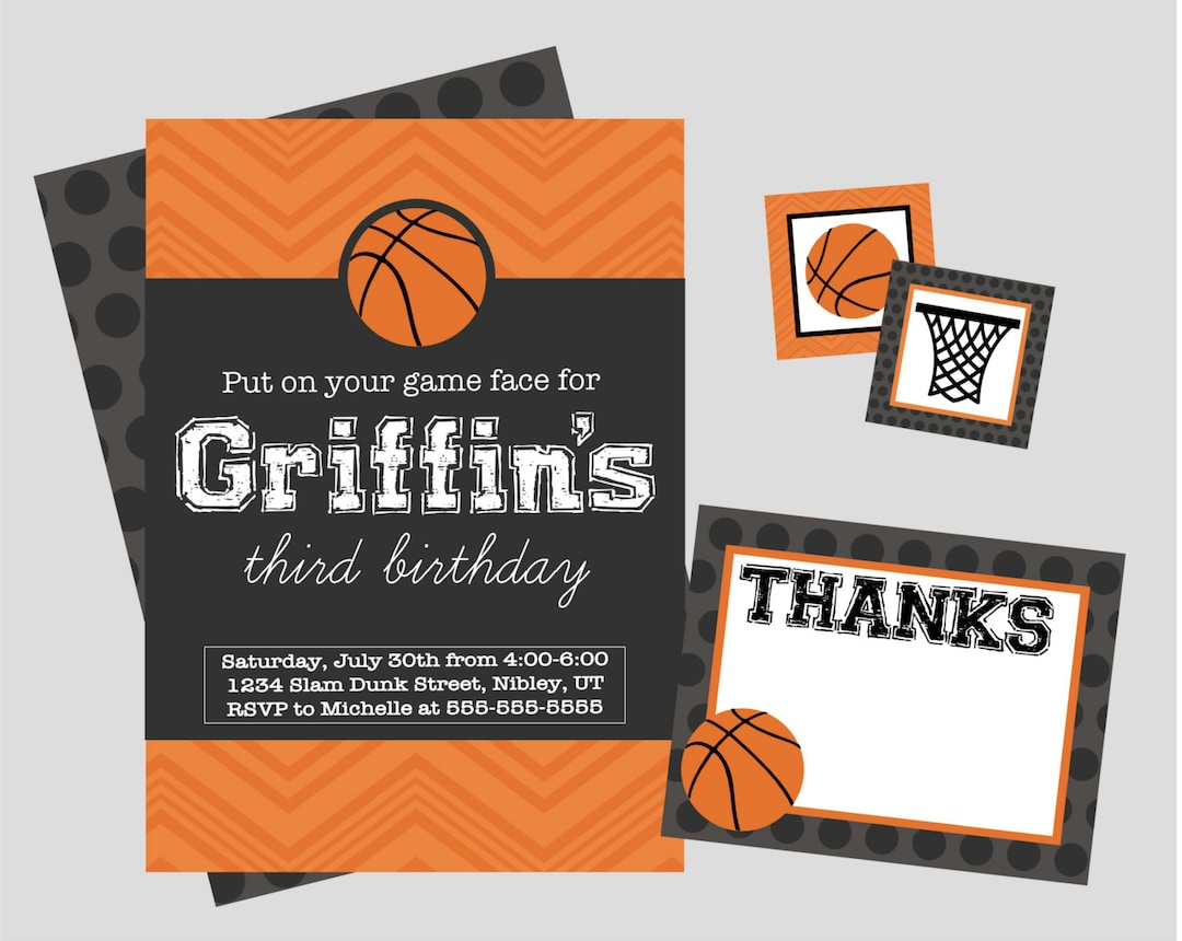 Basketball Birthday Party Invitation. Personalized Digital Invitation ...