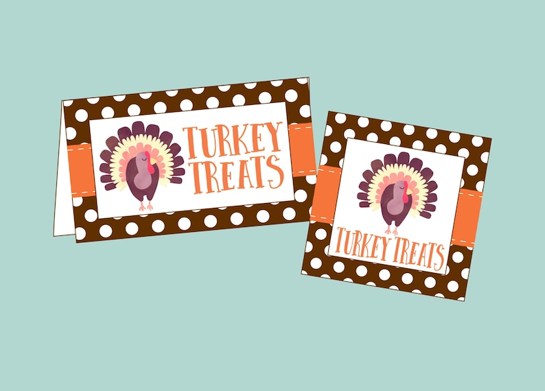 Turkey Treats Bag Topper and Hang Tag. Printable Thanksgiving Tags ...