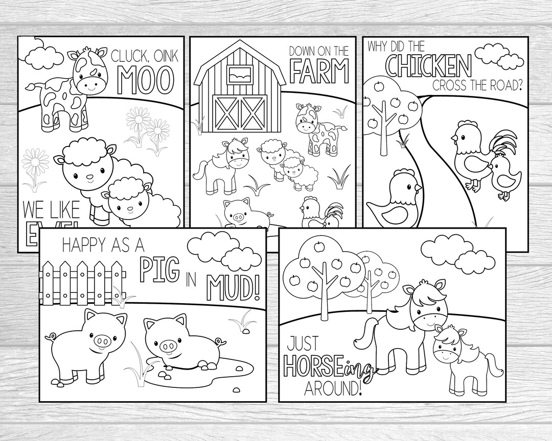 Printable Farm Animal Coloring Pages for Kids or Adults! Instant ...