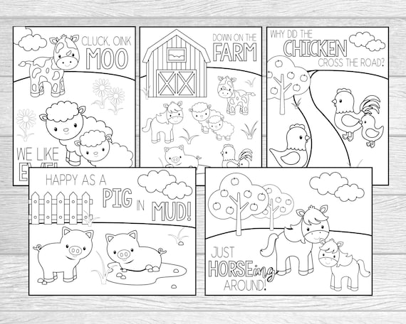 Printable Farm Animal Coloring Pages for Kids or Adults - Etsy
