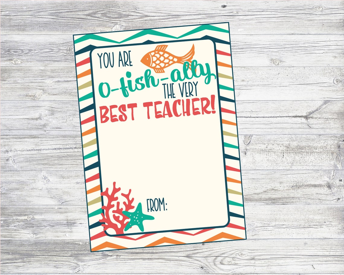 Printable O-fish-ally the Best Teacher Gift Card Holder for - Etsy