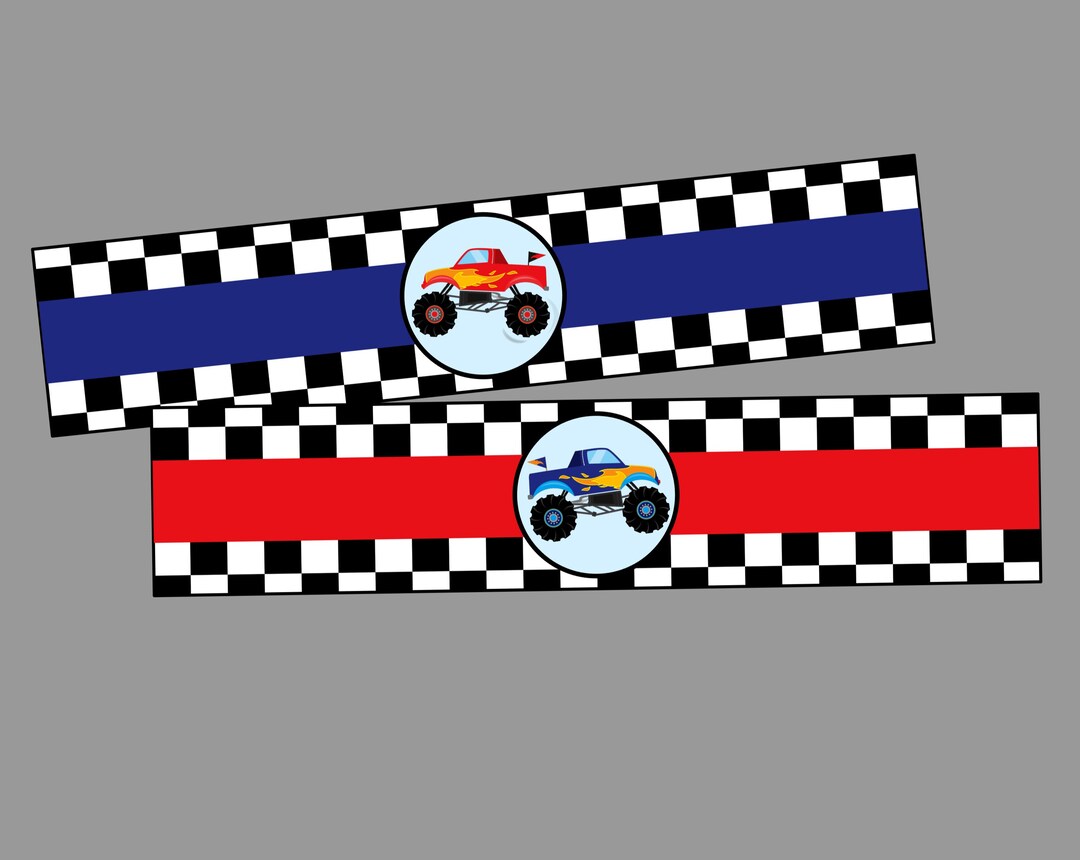 Monster Truck Water Bottle Labels. Instant Digital Download. Smash and ...