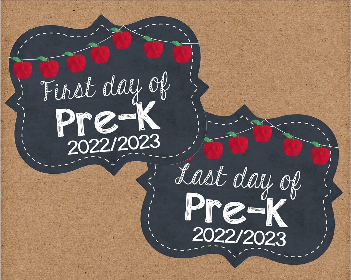 Pre-k First Day of School Sign. Last Day Back to School - Etsy