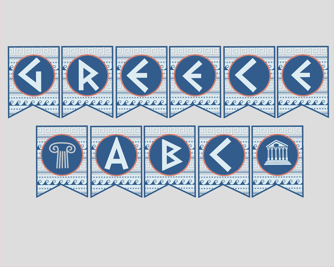Printable Greek Themed Party Banner. Includes Full Alphabet, Welcome to ...